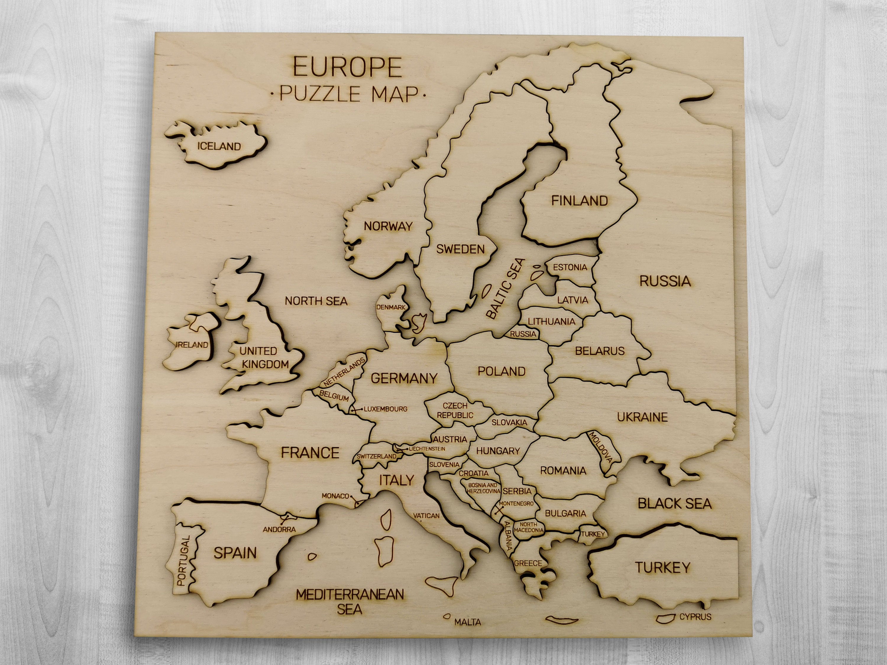 Europe map wooden puzzle Map of Europe 3D puzzle Wooden | Etsy