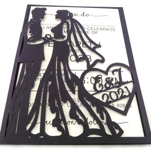 Wedding Laser Cut Bride and Groom Pocket Invitation Save the - Etsy