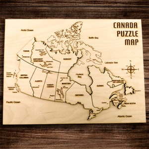 Canada Puzzle Map of Wood, Personalized Laser Engraved 3D Map Gift for ...