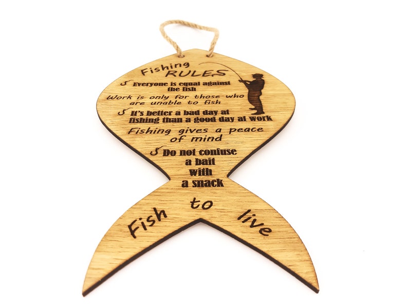 Fishing Rules Sign of Wood Rustic Cabin Decor Engraved Fish - Etsy