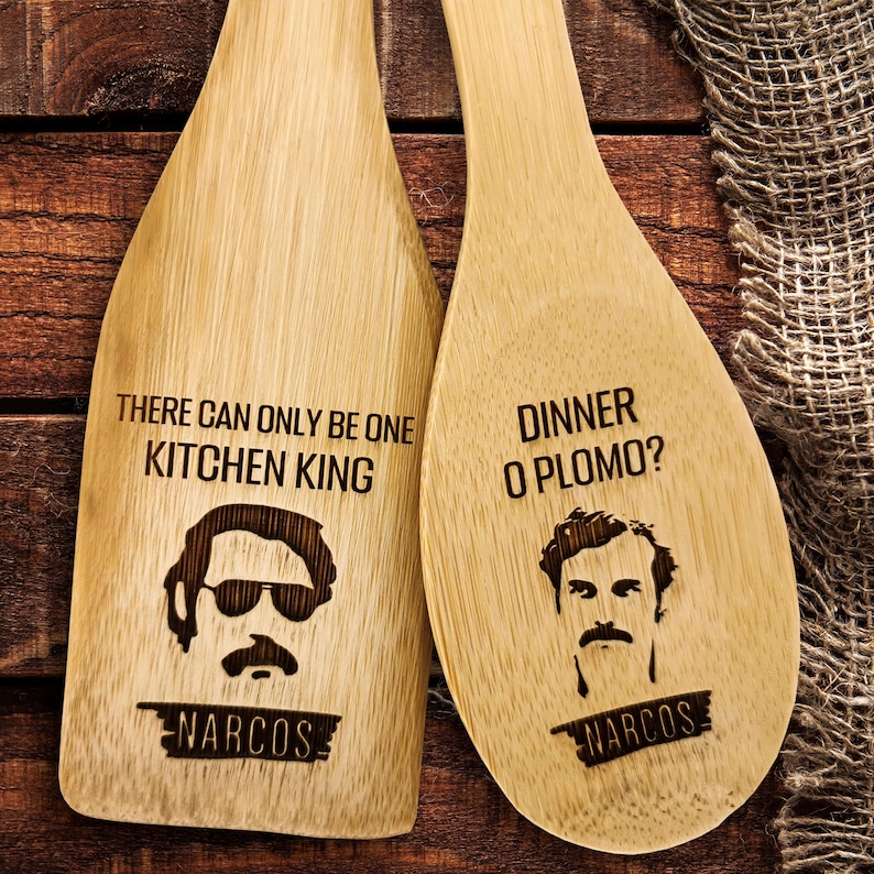 Narcos Engraved Wooden Spoon & Spatula Set: Pablo Escobar Fan Gift - Etsy