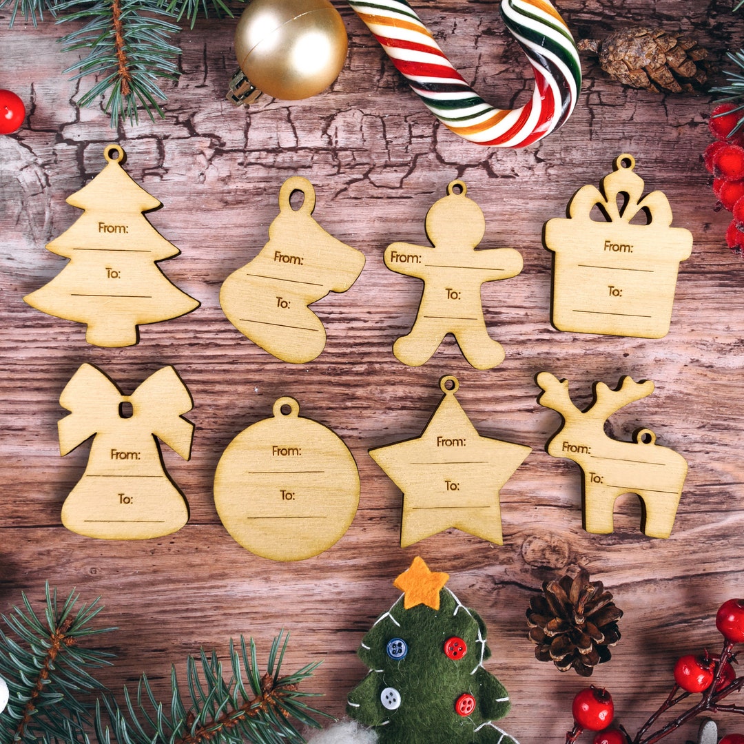 Christmas Labels for Present, Set of 8 Winter Holiday Gift Tags, Xmas ...