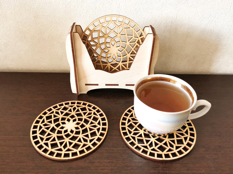 Modern Coasters for Mugs Laser Cut Coasters of Wood - Etsy