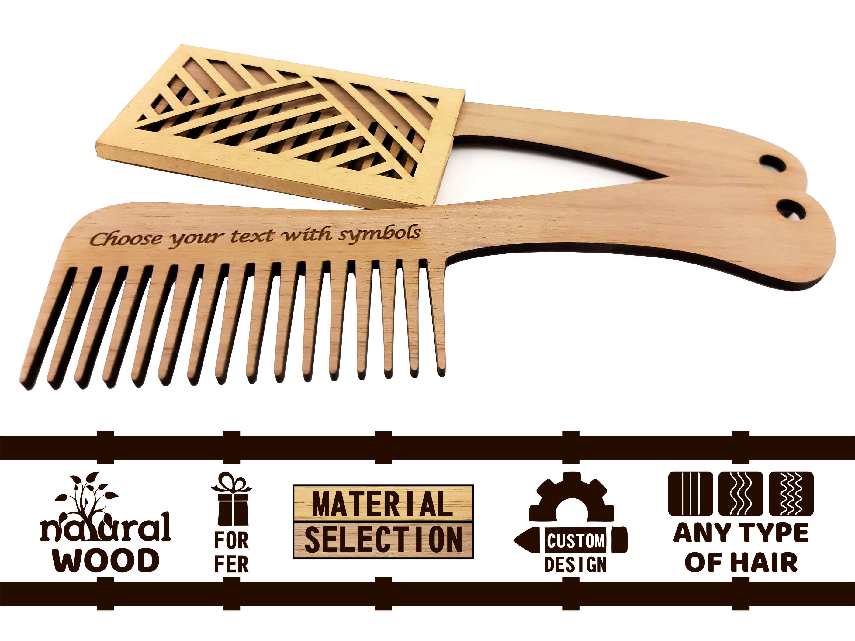 Custom Engraved Hair Comb of Wood Personalized Wide Tooth - Etsy Israel