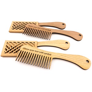Custom Engraved Hair Comb of Wood, Personalized Wide Tooth Comb, Bridal ...