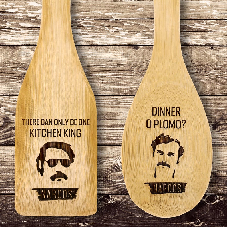 Narcos Engraved Wooden Spoon & Spatula Set: Pablo Escobar Fan Gift - Etsy
