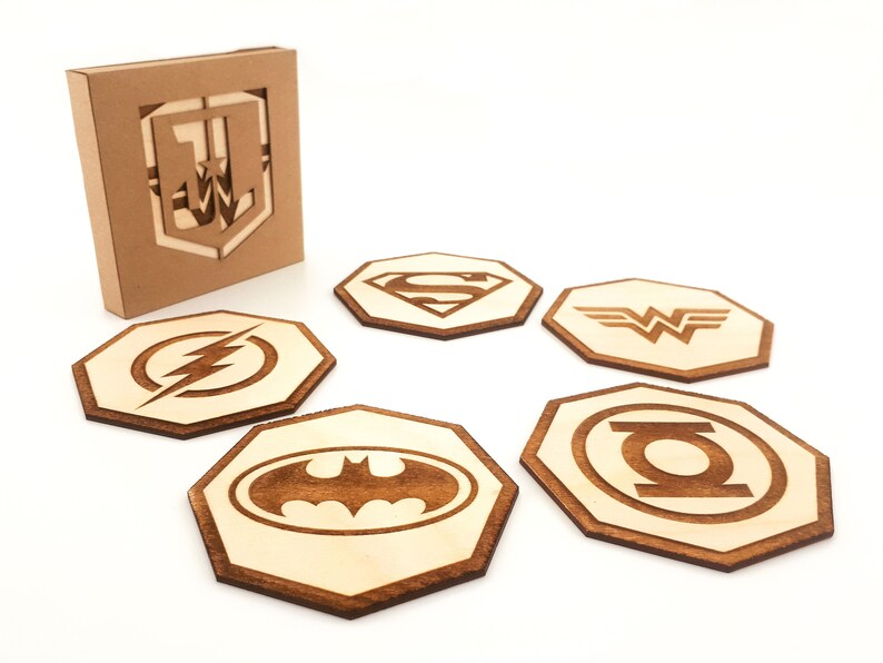 Justice League Comic Book Coaster of Wood Superhero Party - Etsy