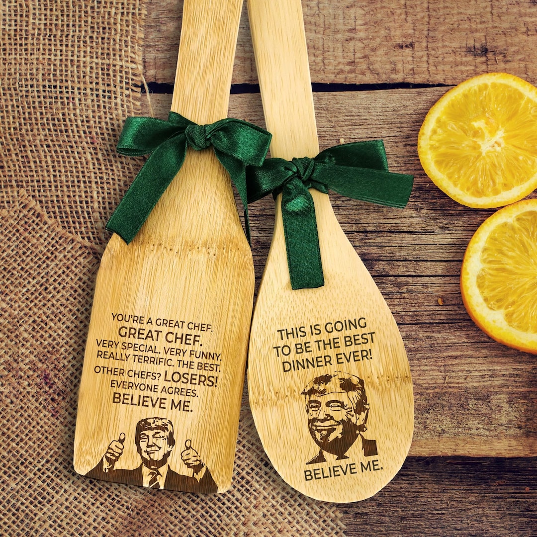 Engraved Donald Trump Bamboo Spoon & Spatula Set: Kitchen Decor Gift - Etsy