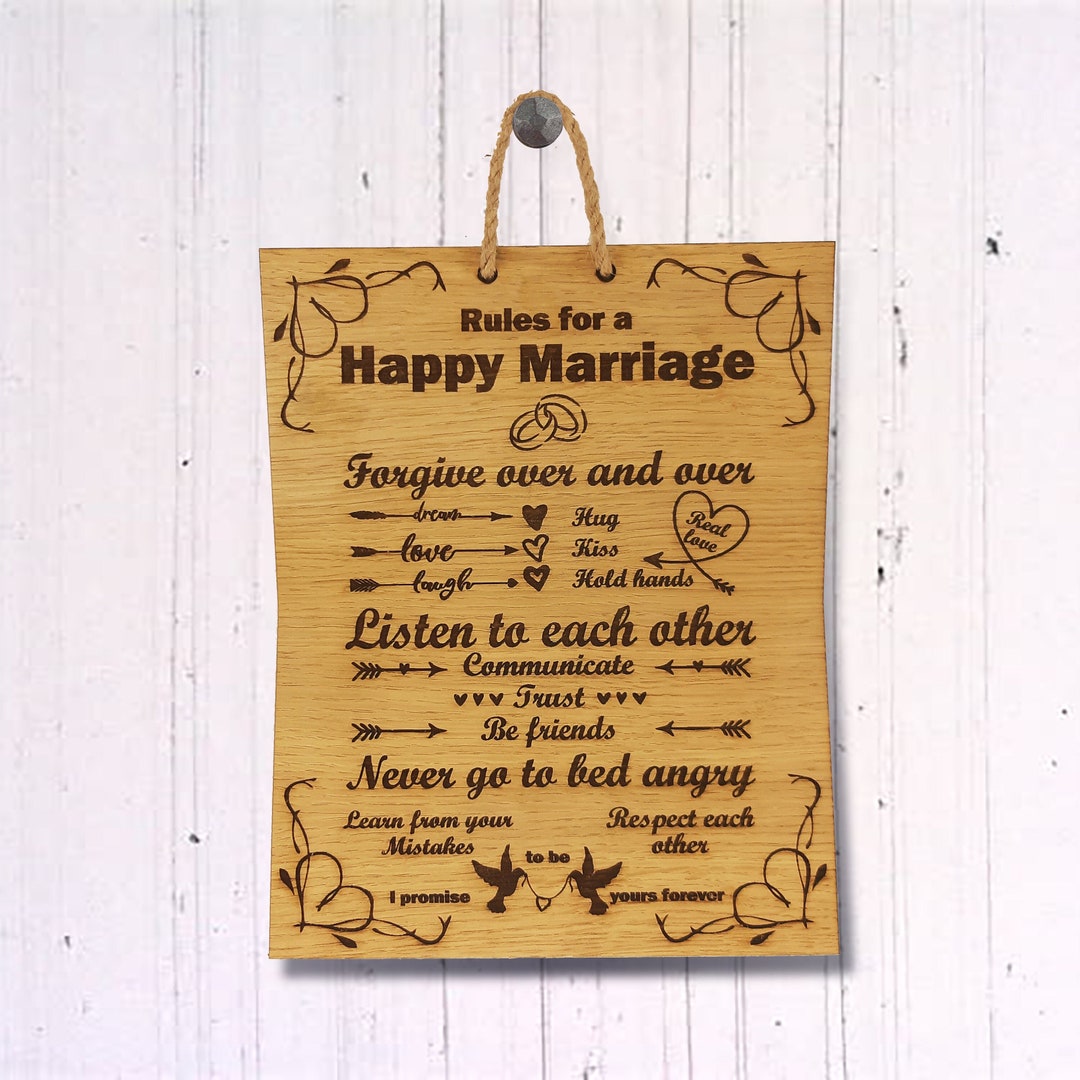 Rustic Wedding Gift Recipe for a Happy Marriage, Newlywed Engraved Wood ...