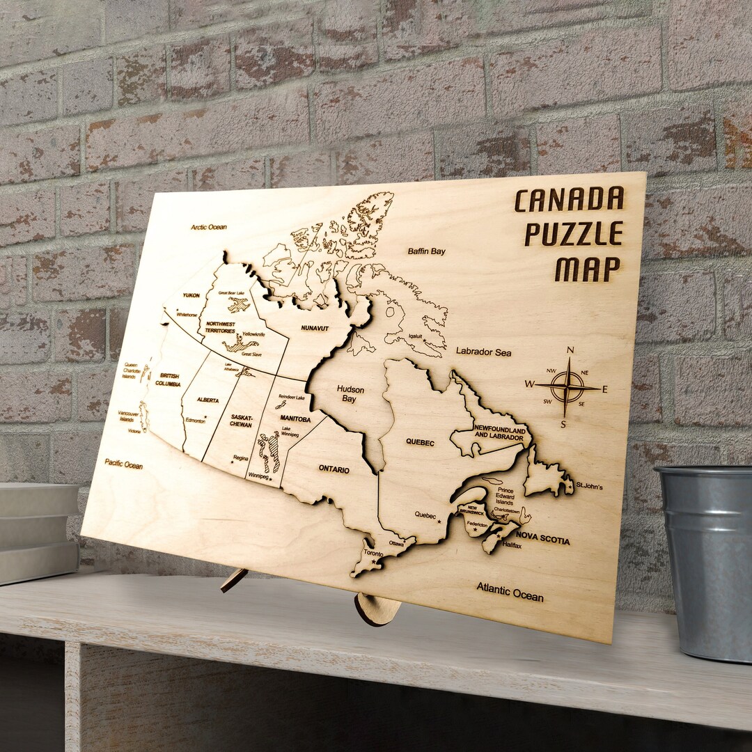 Canada Puzzle Map of Wood, Personalized Laser Engraved 3D Map Gift for ...