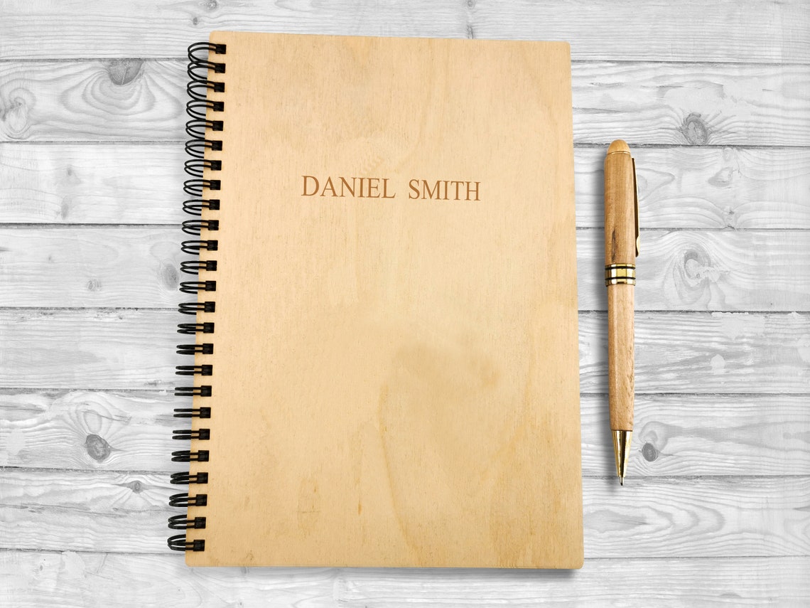 Engraved Custom Name Notebook Wooden Personalized Spiral A5 - Etsy
