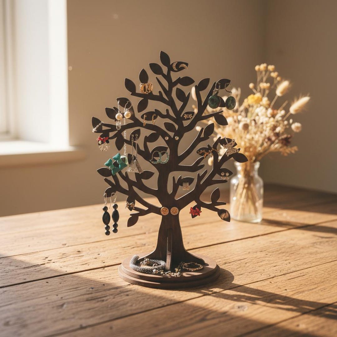 Rustic Wood Earring Holder Tree: Jewelry Organizer Display Stand - Etsy
