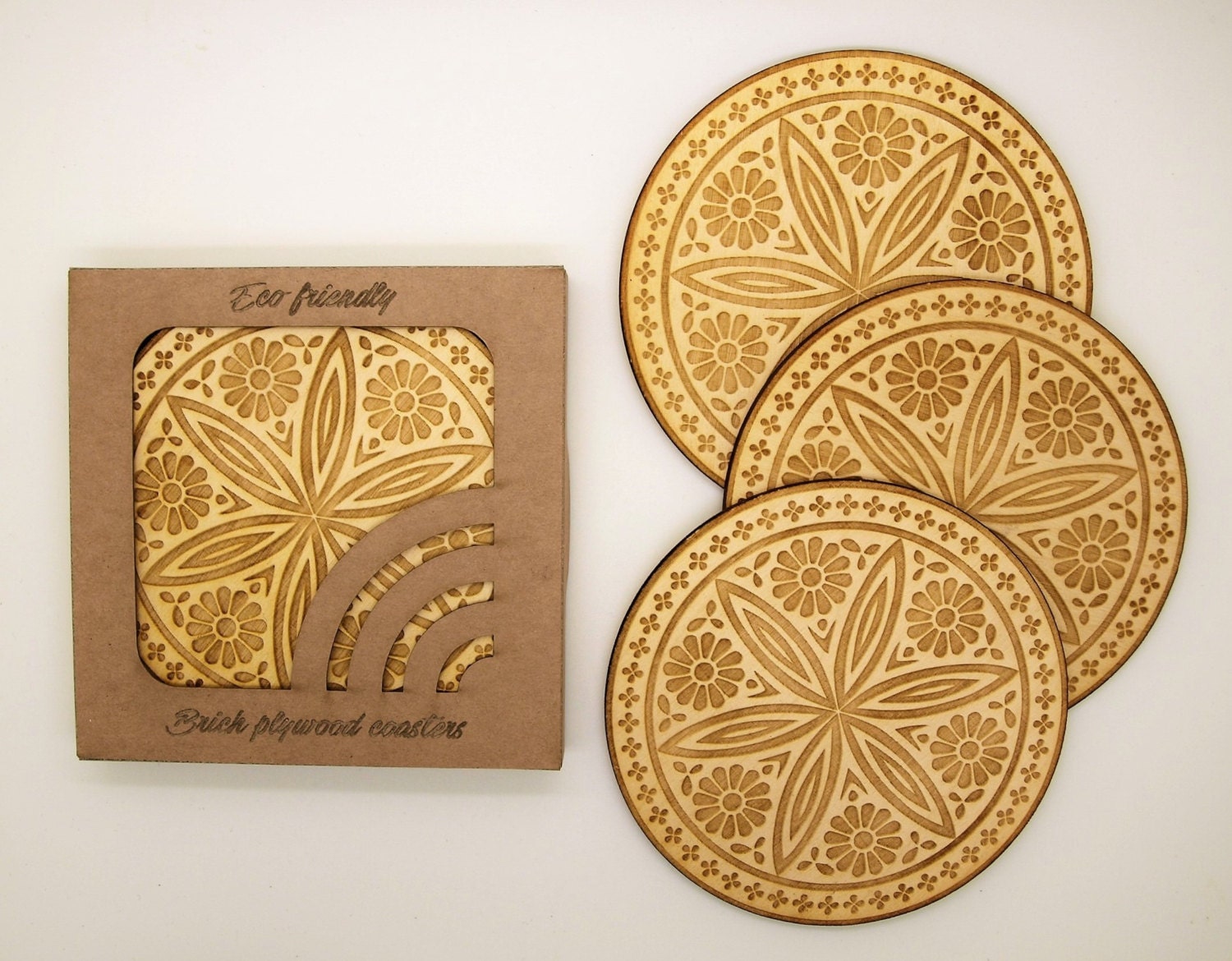 Wooden Coasters Laser engraved Coasters Drink Coasters Set | Etsy