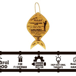 Fishing Rules Sign of Wood Rustic Cabin Decor Engraved Fish - Etsy