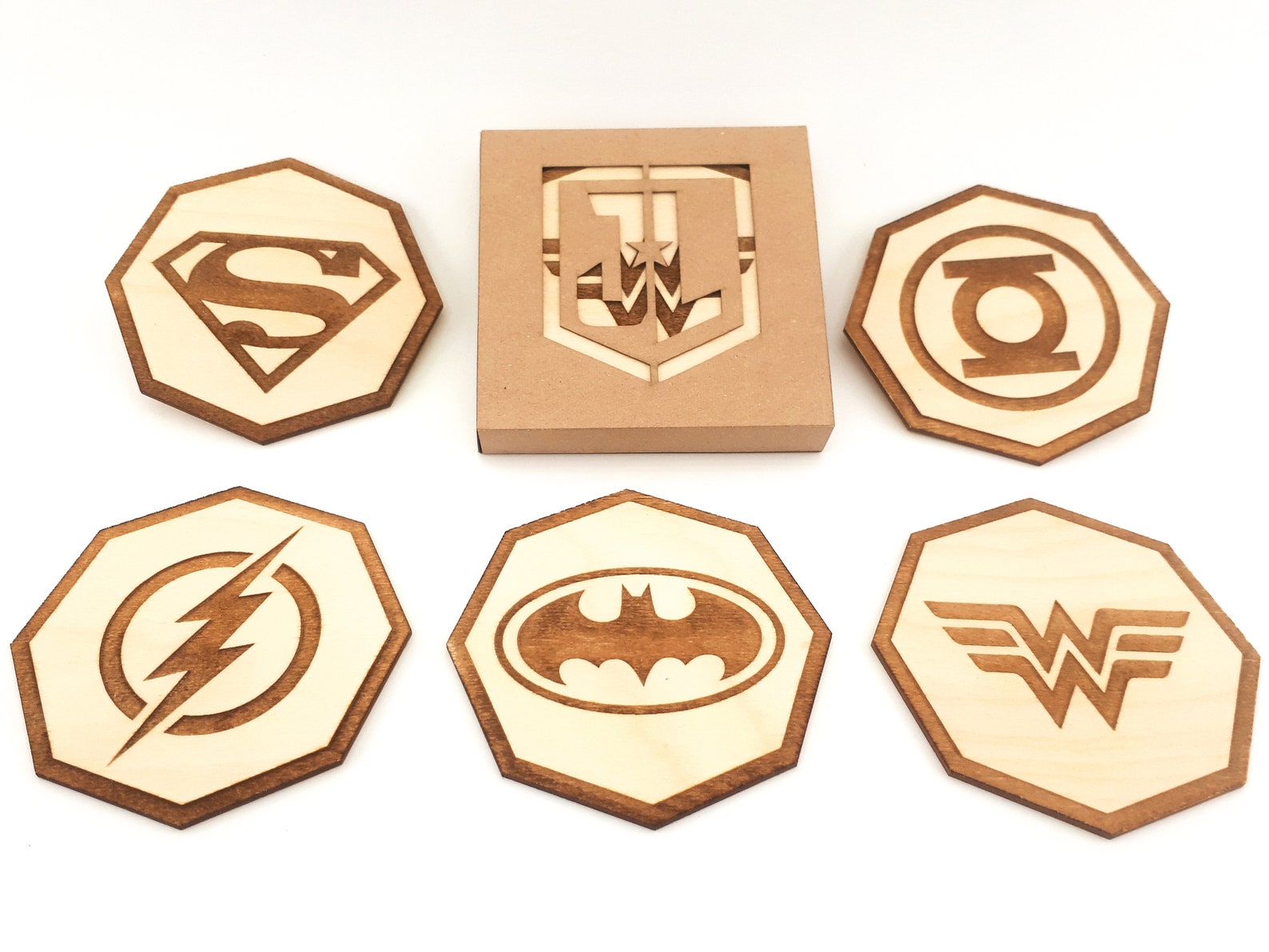 Justice League Comic Book Coaster of Wood Superhero Party - Etsy