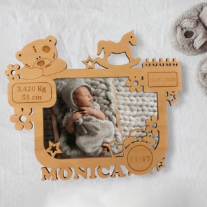 Custom Engraved Wood Baby Photo Frame: Newborn Birth Stats Keepsake - Etsy