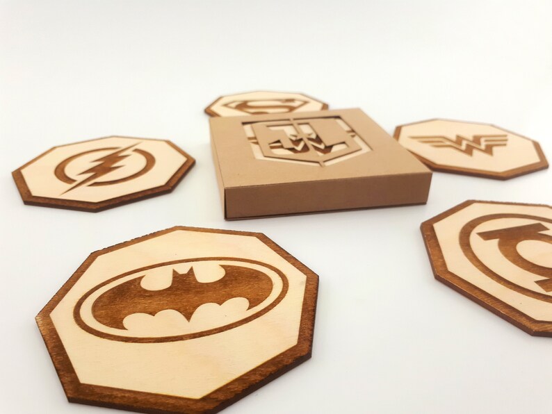 Justice League Comic Book Coaster of Wood Superhero Party | Etsy