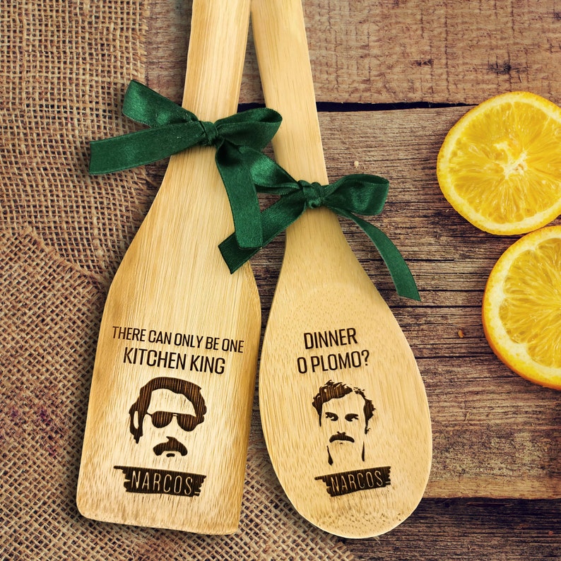 Narcos Engraved Wooden Spoon & Spatula Set: Pablo Escobar Fan Gift - Etsy