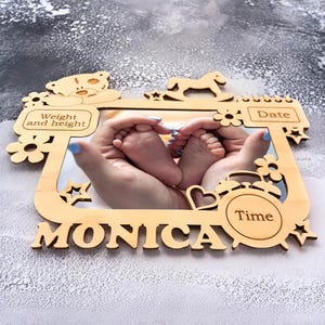 Custom Engraved Wood Baby Photo Frame: Newborn Birth Stats Keepsake - Etsy
