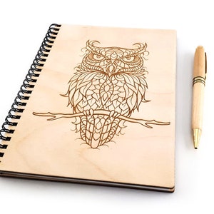 Custom Wooden Notebook Animal Ornaments Engraved Journal - Etsy
