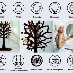 Jewelry Stand of Wood Earring Tree Holder 3D Jewelry Display - Etsy