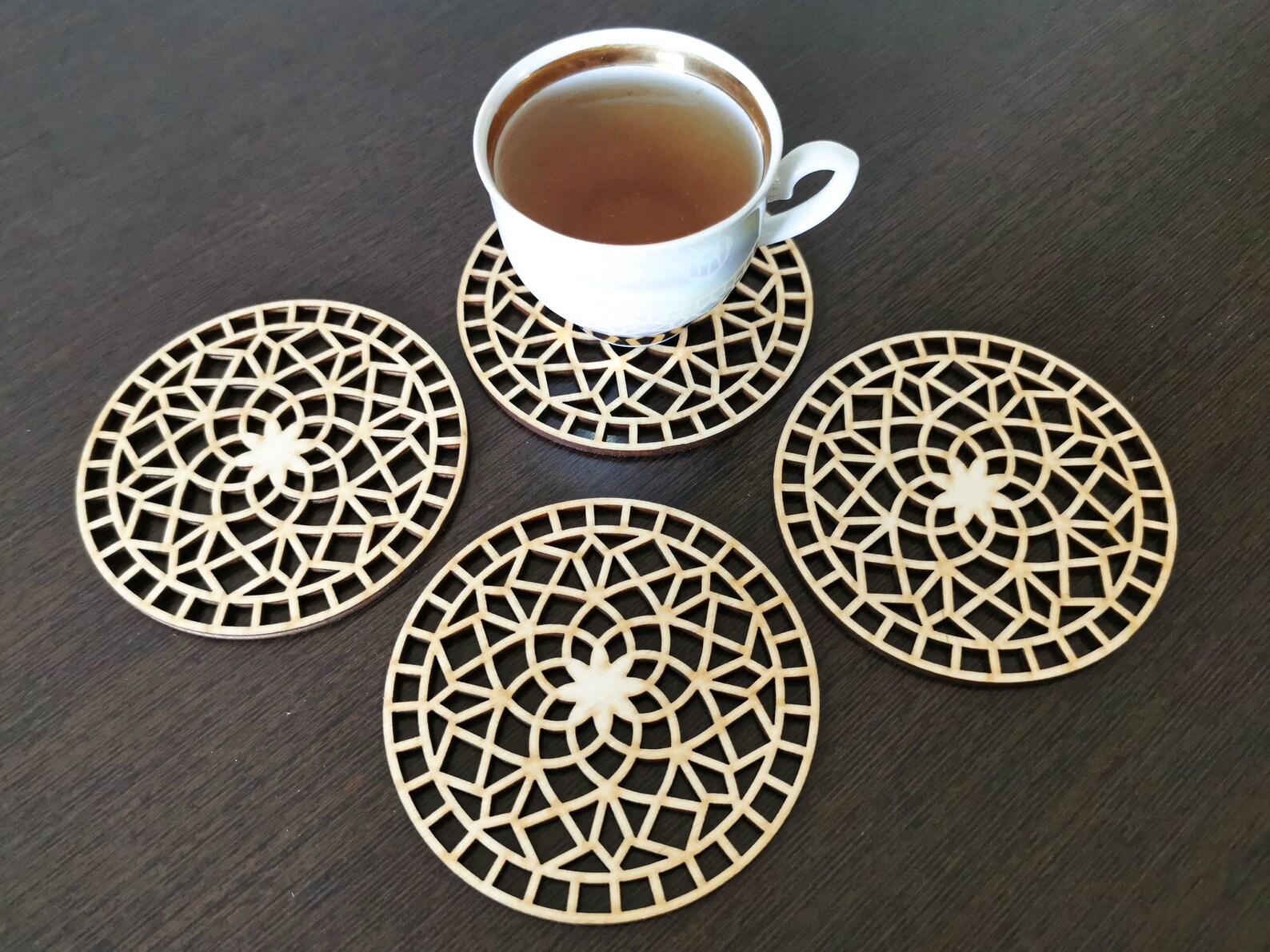 Modern Coasters for Mugs Laser Cut Coasters of Wood - Etsy