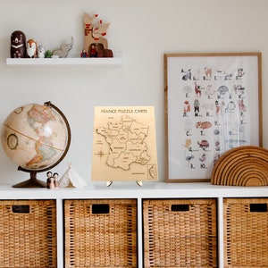 France Map Wooden Puzzle Engraved Country, French Educational Geography ...