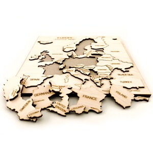 Map of Europe Wooden Puzzle, Engraved Continent Educational Toy, Laser ...