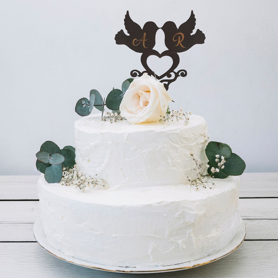 Rustic Dove Wedding Cake Topper: Personalized Wooden Initial Party ...