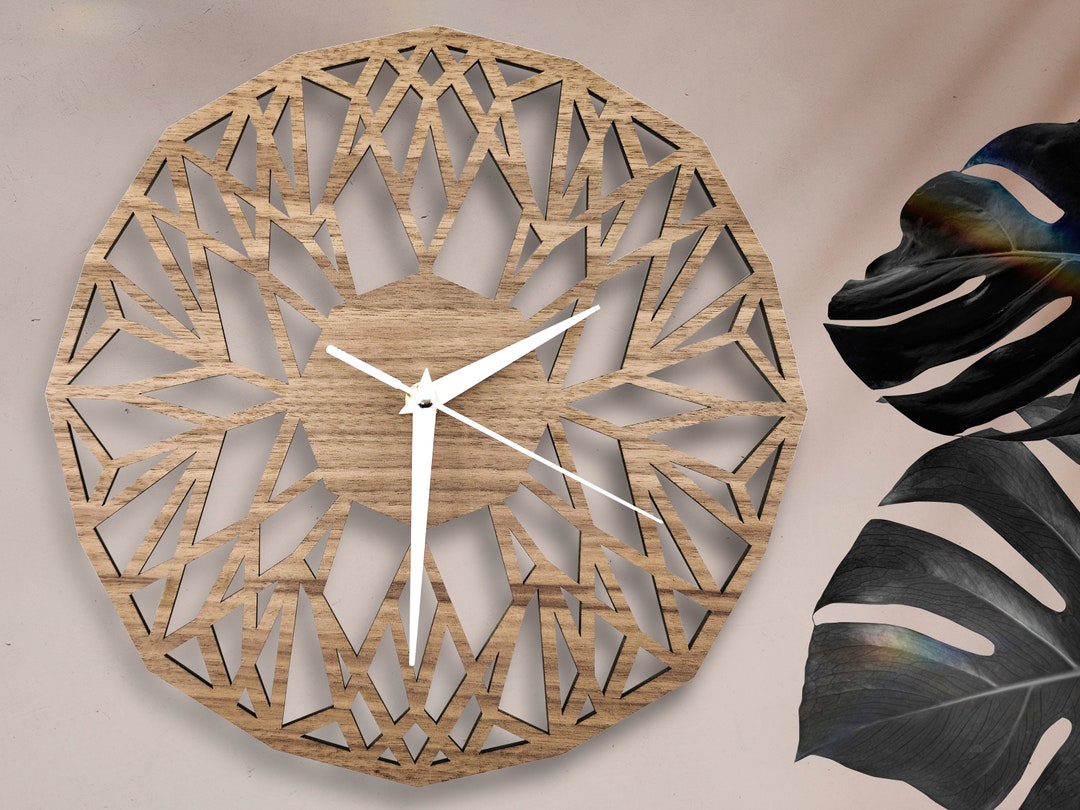 Laser Cut Wall Clock Modern Wood Geometric Decor Hanging Art - Etsy