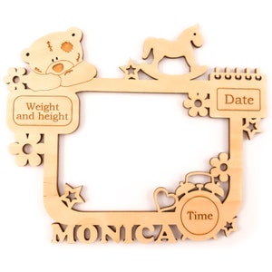 Custom Engraved Wood Baby Photo Frame: Newborn Birth Stats Keepsake - Etsy