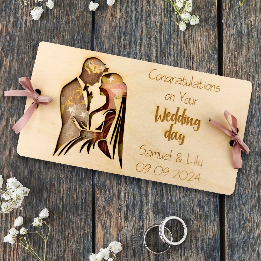 Custom Wedding Money Box, Personalized Money Gift Holder for Newlywed ...