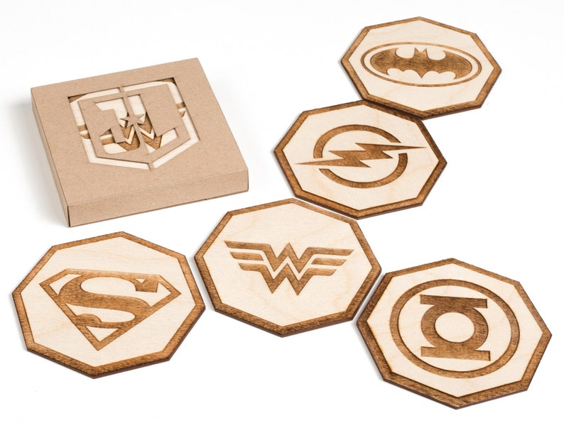 Justice League Comic Book Coaster of Wood Superhero Party - Etsy