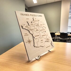 France Map Wooden Puzzle Engraved Country, French Educational Geography ...