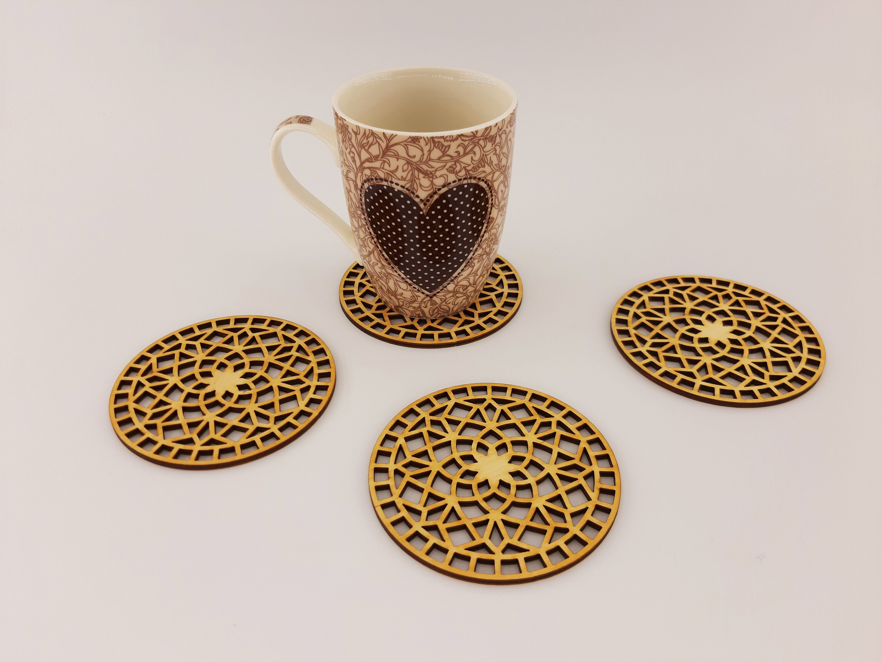 Modern Coasters for Mugs Laser Cut Coasters of Wood | Etsy