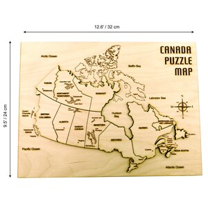 Canada Puzzle Map of Wood, Personalized Laser Engraved 3D Map Gift for ...