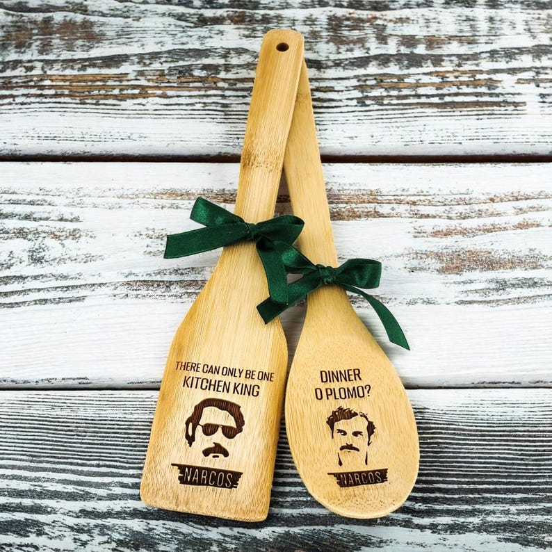 Narcos Engraved Wooden Spoon & Spatula Set: Pablo Escobar Fan Gift - Etsy