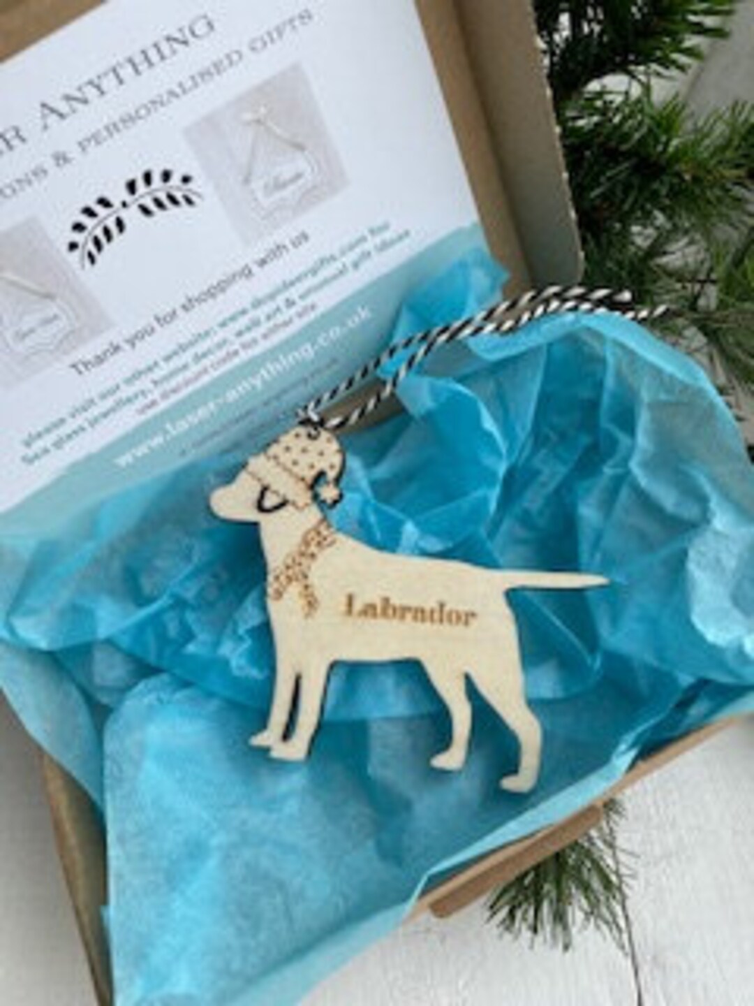 Personalised Labrador Shape Wooden Christmas Gift Tag Tree Decoration ...