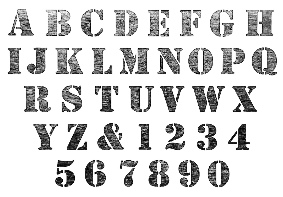 Army Font Design Alphabet A-Z Letters & Numbers Craft Stencil, Letter ...