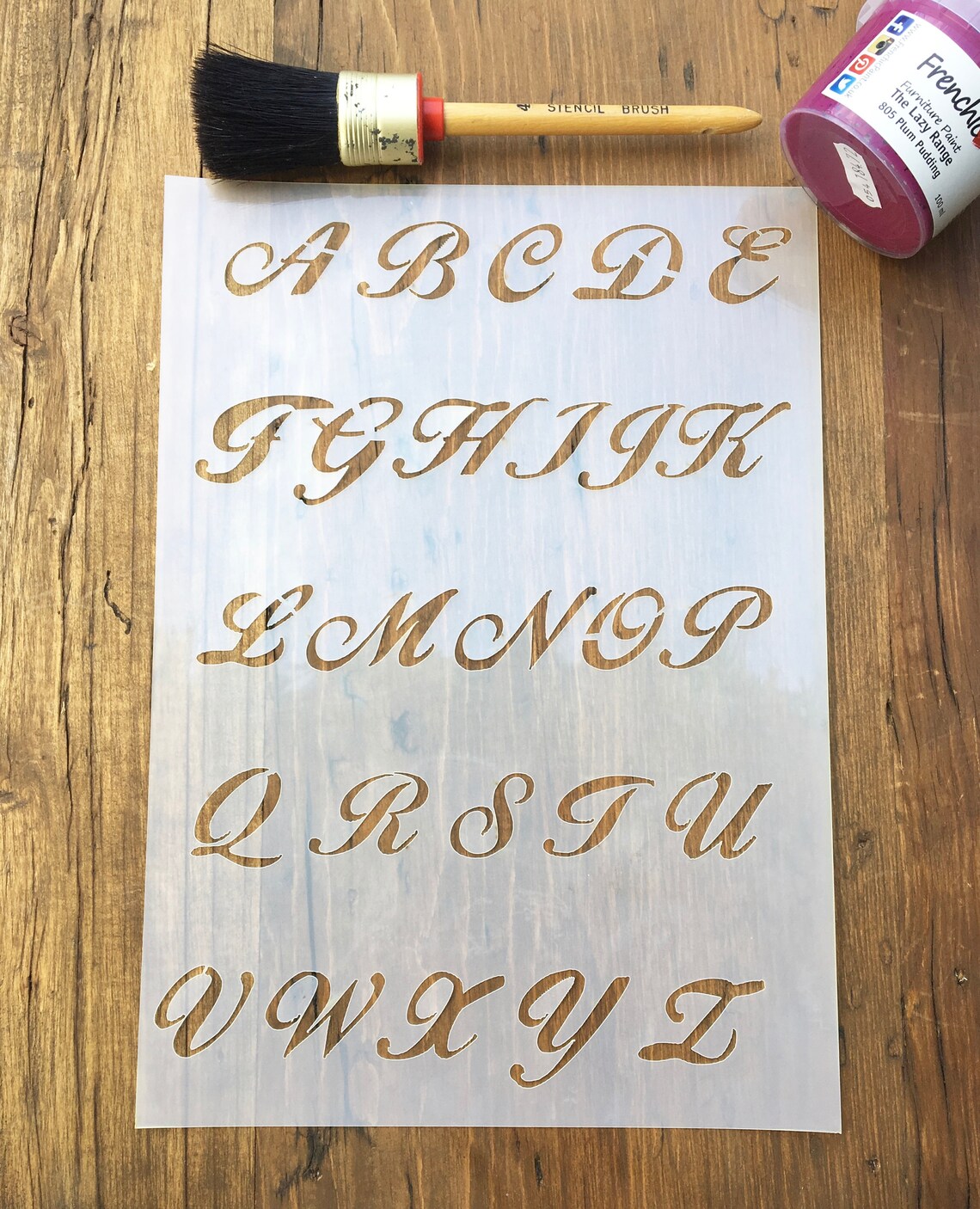 Alphabet Craft Stencil Set, French Cursive Script Capital & Lower Case ...