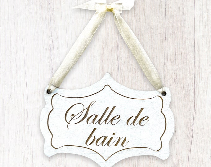 Salle De Bain Door Badge French Toilet Door Sign Restroom Door Plaque ...