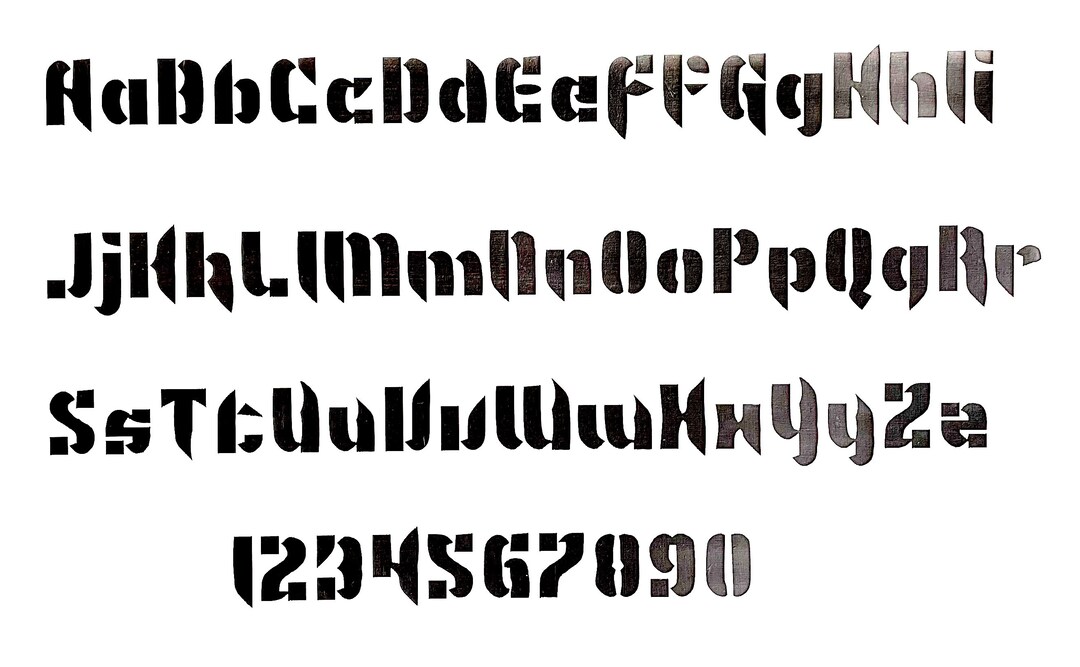 Gothic German Style Text Alphabet A-Z & Numbers Stencil for Walls ...