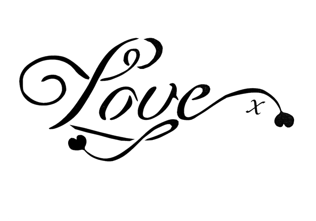 Love Heart Scroll Stencil for Walls Furniture or Craft Use - Image Size ...