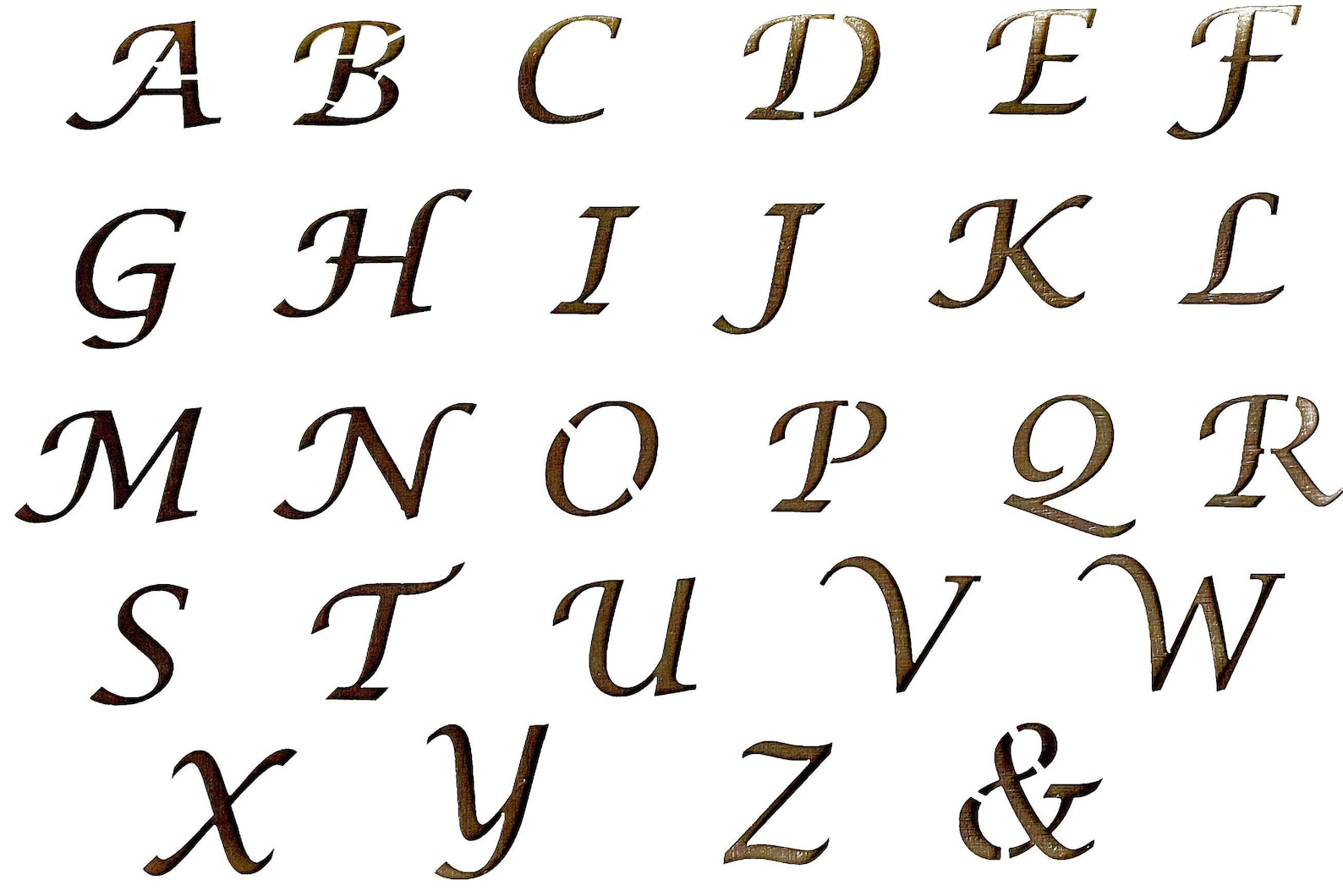 Cursive Italics Capital Letter A-Z Alphabet Text Stencil for Walls ...