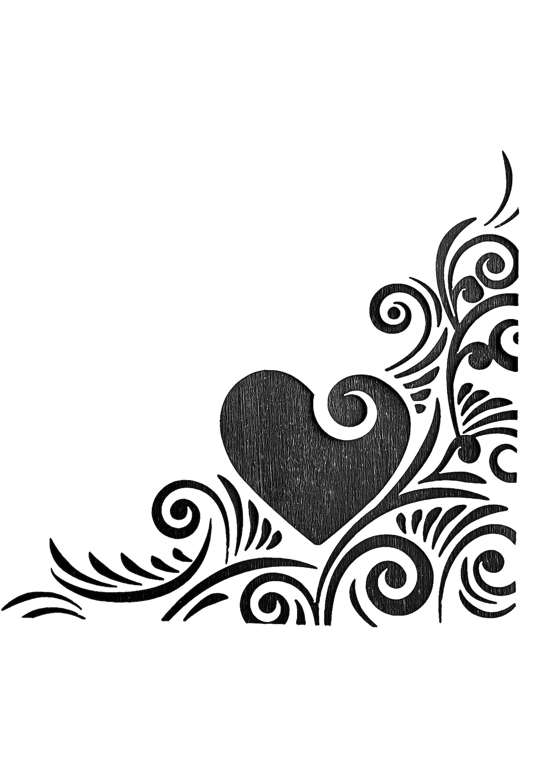 Heart and Scrolls Corner Design Stencil for Walls, Furniture or Craft ...