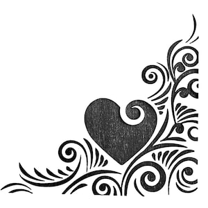 Heart and Scrolls Corner Design Stencil for Walls, Furniture or Craft ...