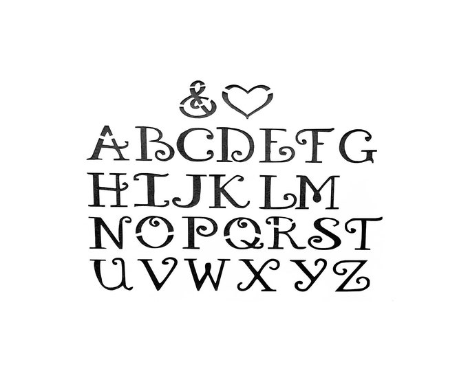 Fantasy Cursive Text Alphabet Letters Craft Stencil Template, Letters ...