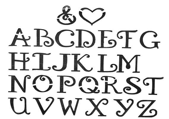 Fancy Caligraphy Letters A-Z Alphabet Stencil for Walls | Etsy UK