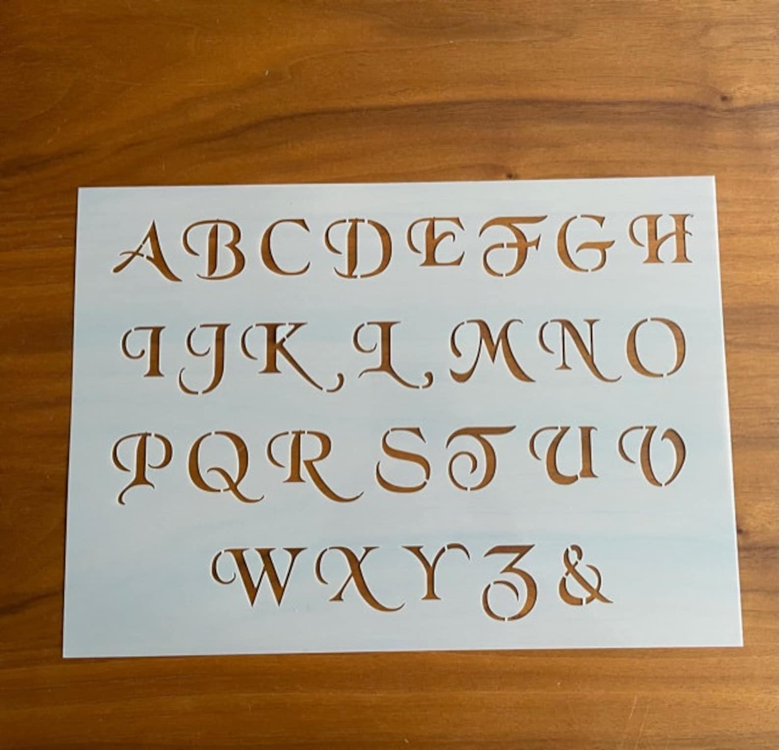 Fantasy Cursive Text Alphabet Letters Stencil. Letters Height Smallest ...