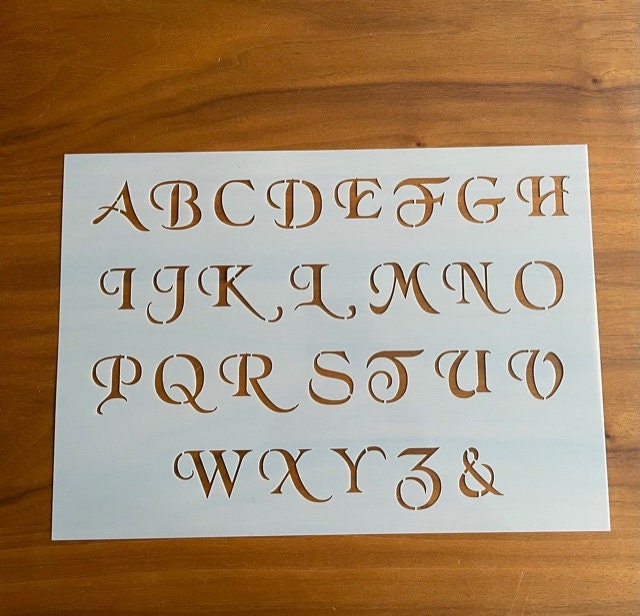 Fantasy Cursive Text Alphabet Letters Craft Stencil Template, Letters ...